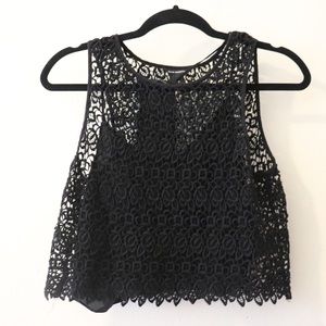 Club Monaco | Tops | Club Monaco Black Lace Crop Top | Poshmark